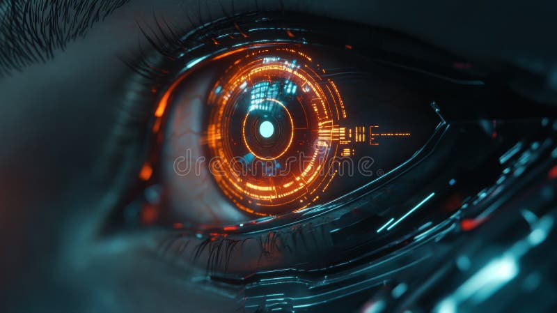 Futuristic Eye Featuring Intricate Glowing Circuits and Patterns Stock ...