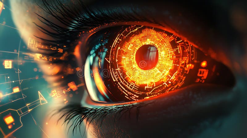 Futuristic Eye a Glimpse into the Digital World with Glowing Patterns ...