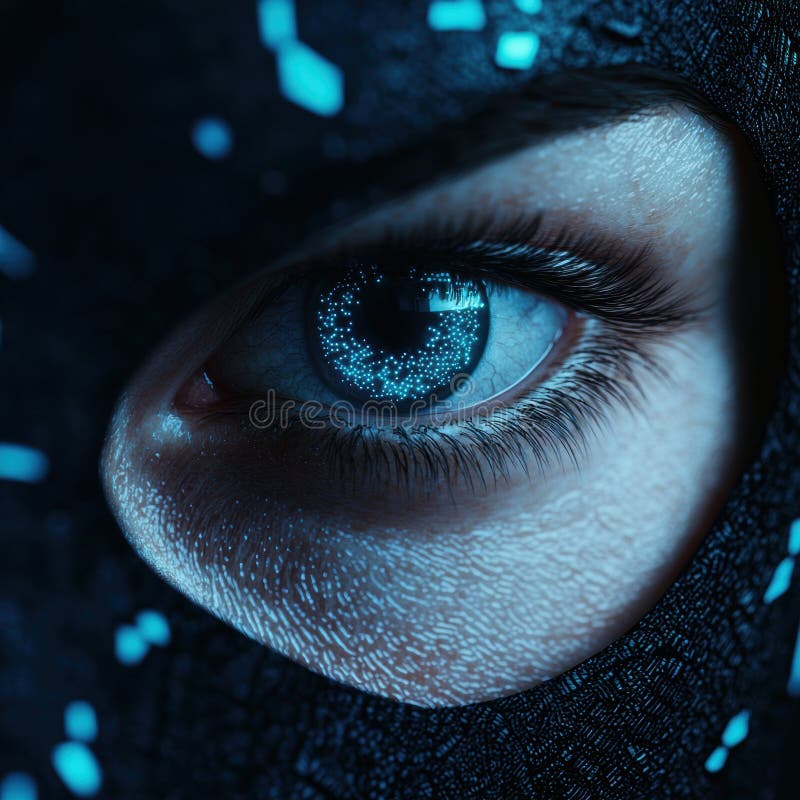 Futuristic Eye with Glowing Particles Stock Illustration - Illustration ...