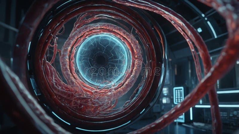 Futuristic Eye Interface in a Biotech Lab Stock Illustration ...