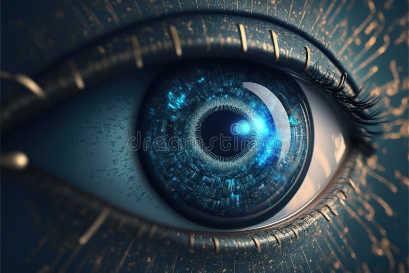 A Futuristic Eye Processing Data.Generative AI Stock Illustration - Illustration of cyberpunk ...