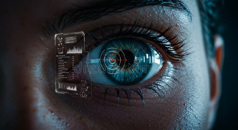 Futuristic Eye Scan with Digital Interface Overlay Stock Illustration ...
