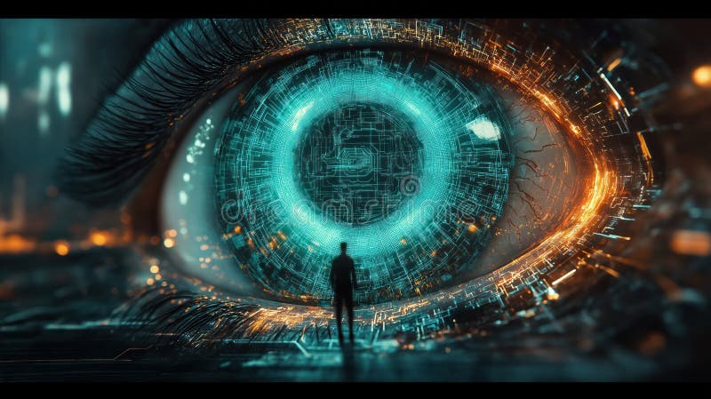 Futuristic Eye Scanner Tech Background. Advanced Spy Camera ...