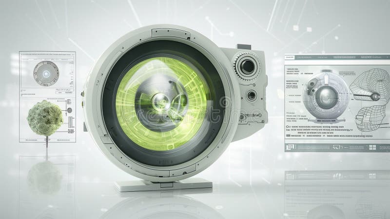 Futuristic Eye-scanning Device with Green Holographic Display ...