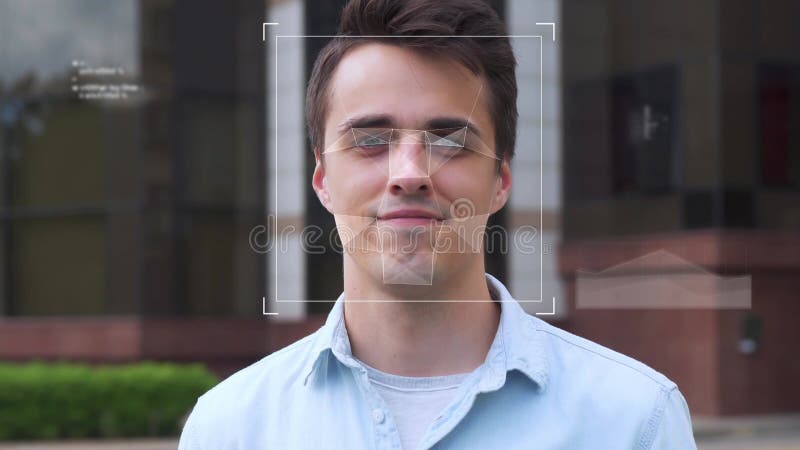 Face Recognition System Scanning Human Face Features Stock Video ...