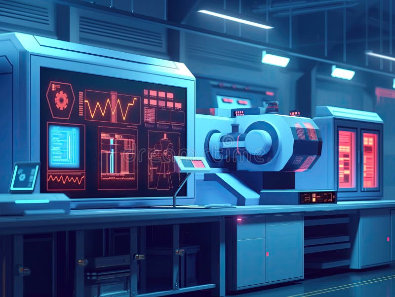 Futuristic Factory Floor with Digital Integration Stock Photo - Image ...