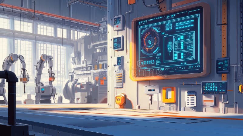 Futuristic Factory Floor Powered by Cloud Technology and Automation ...