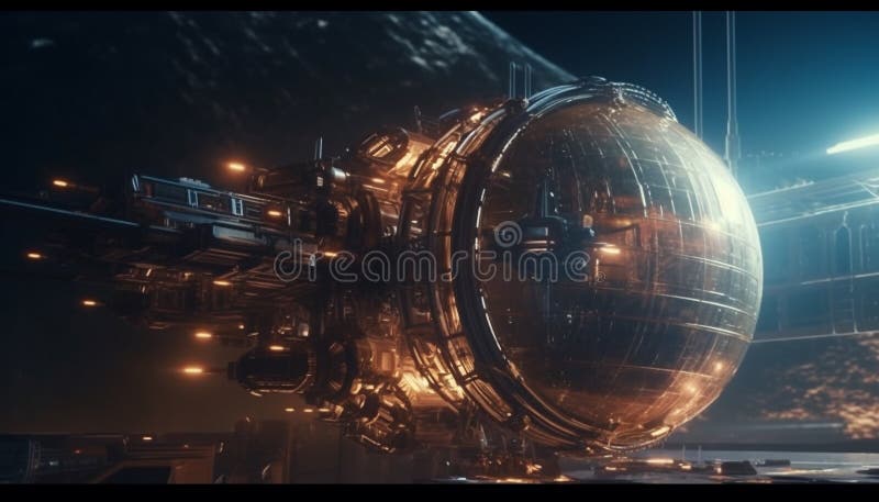 Futuristic Factory Illuminated by Blue Lighting Equipment, Powered by ...