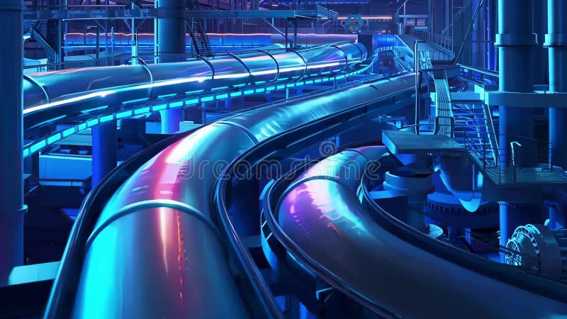 Innovative Production Line Transporting Goods in Modern Factory Stock ...