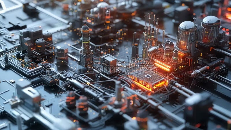 Futuristic Factory Operating on Circuit Board Stock Footage - Video of ... Futuristic Factory Operating on Circuit Board Stock Footage - Video of ...