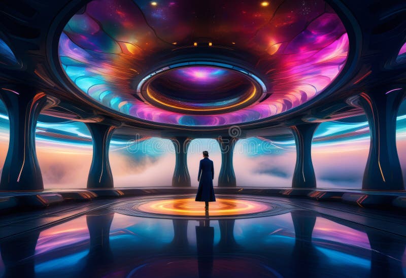 A Futuristic Fashion Portal through the Dimensions Stock Illustration ...