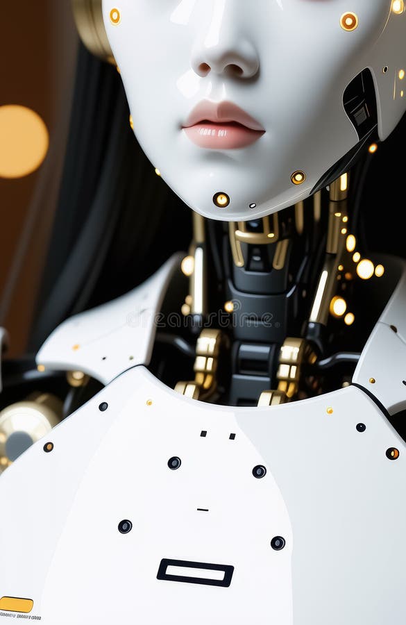 Futuristic Female Android with White and Gold Accents. AI Generation ...