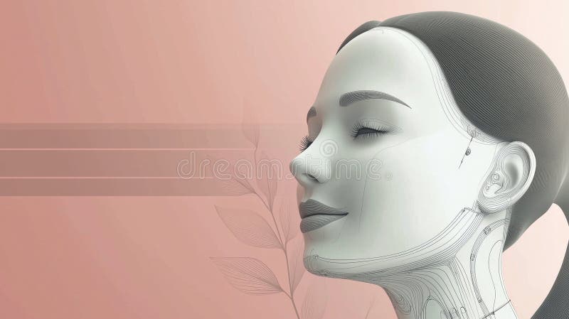 Futuristic Female Face in Profile with Glowing Neural Mesh, Perfect for ...
