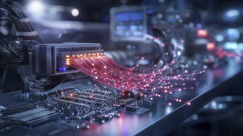 Futuristic Fiber Optic Internet System Technology Lab Digital Render ...