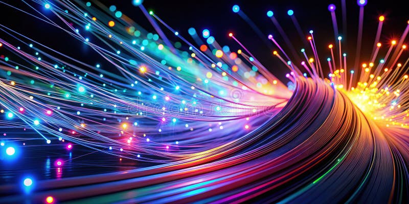 Futuristic Fiber Optic Network Silhouette a Glowing Abstract Background ...