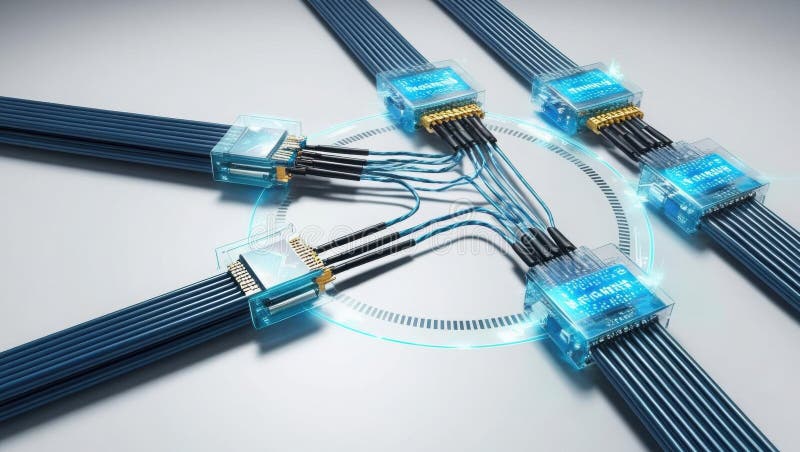 Futuristic Fiber Optics Connections with Holographic Effects Create Seamless Network Concept ...