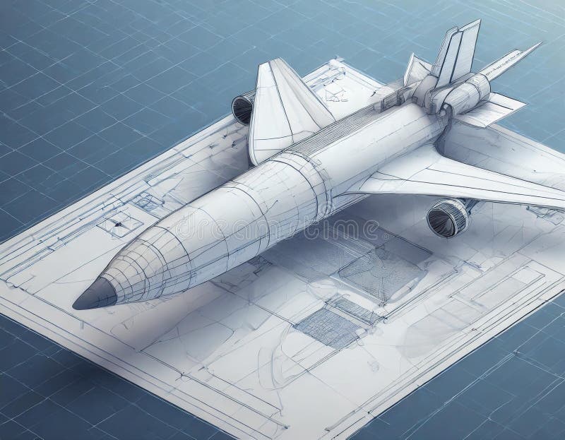 Futuristic Fighter Jet Concept Design Blueprint Stock Illustration ...
