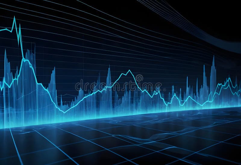 Futuristic Fintech Growth Chart with Digital Waves Stock Illustration ...