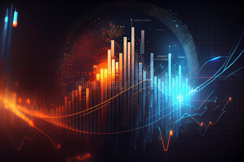 Futuristic Finance Data Analytics Graphic Concept. Generative AI Stock ...