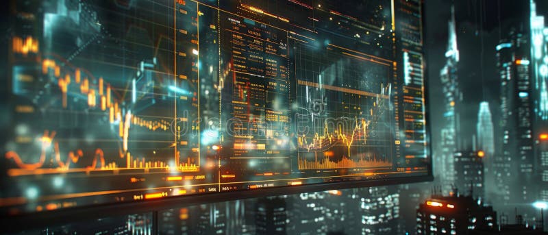 Futuristic Financial Chart with Holographic Projection Displaying ...
