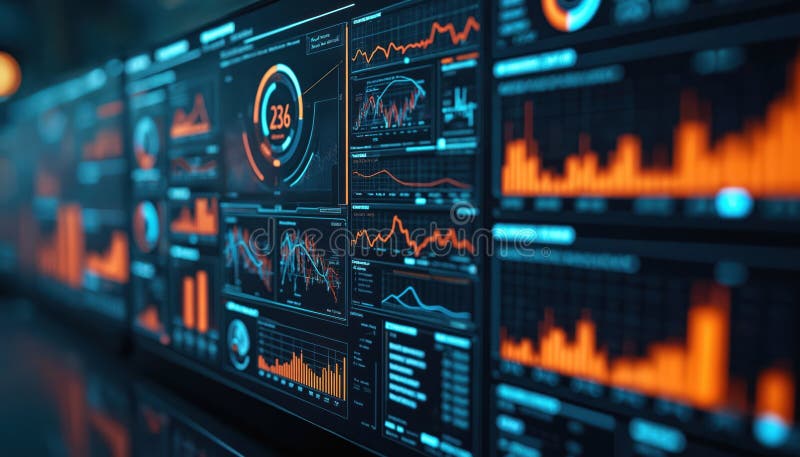 Futuristic Financial Data Dashboard Stock Illustrations – 7,662 ...