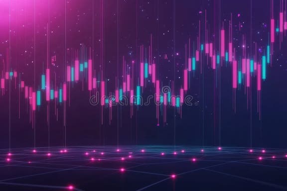 Futuristic Financial Data Visualization with Abstract Neon Stock Market ...