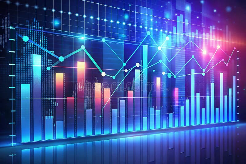 Futuristic Financial Data Visualization with Graphs and Charts Showing ...