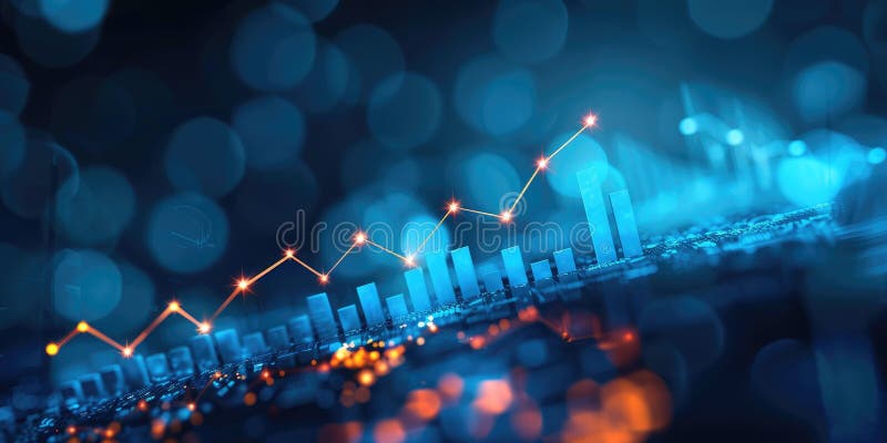 Futuristic Financial Graph with Glowing Lines Stock Illustration ...