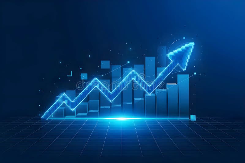 Futuristic Financial Graph Showing Increasing Growth with Digital Bars ...