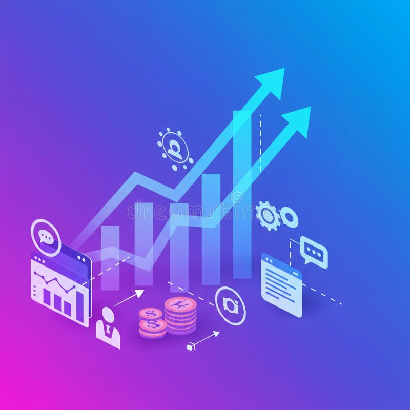 Futuristic Financial Graphic in Purple and Blue Gradient Background ...