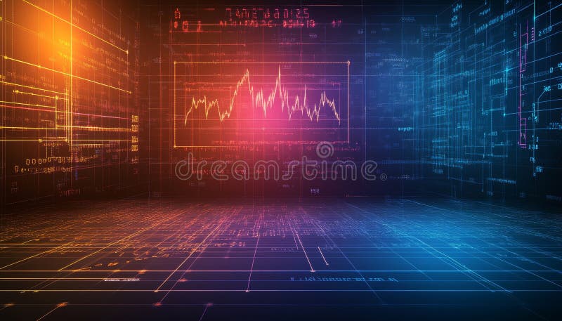 Futuristic Financial Growth Glowing Graph in Digital Space for Business ...