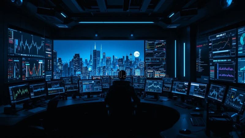 Futuristic Financial Hub: a Cyberpunk Data Analyst S Dream Stock ...
