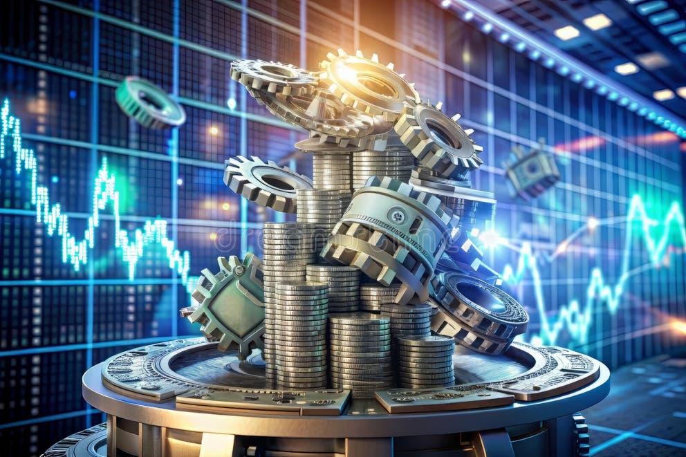 Futuristic Financial Technology a Vortex of Cash and Data Surrounds ...