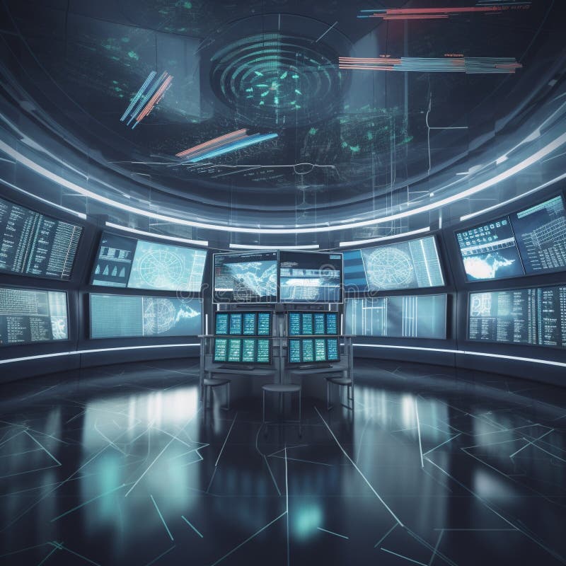 Futuristic Financial Trading Floor with Advanced Technology and Real ...