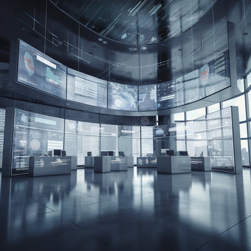 Futuristic Financial Trading Floor with Advanced Technology and Real ...