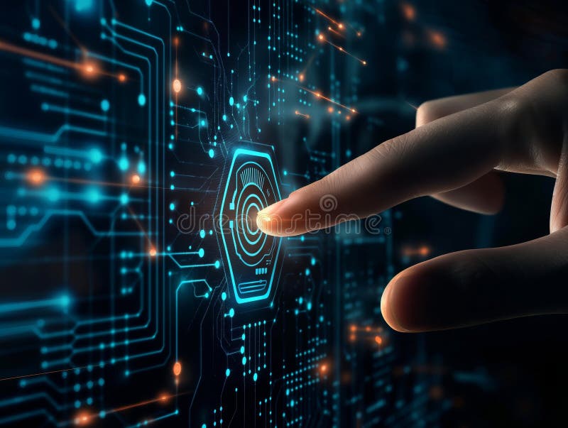 Futuristic Fingerprint Authentication Technology Stock Image - Image of ...