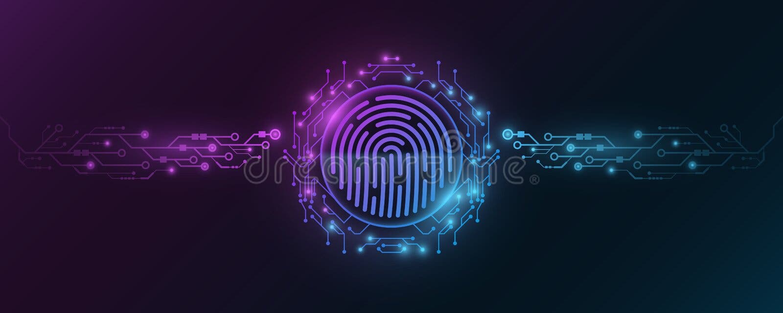 Futuristic Fingerprint with Neon Cyber Security Concept Technology ...