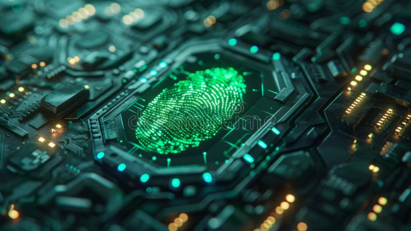 Futuristic Fingerprint on a Digital Circuit Board for Data Security ...