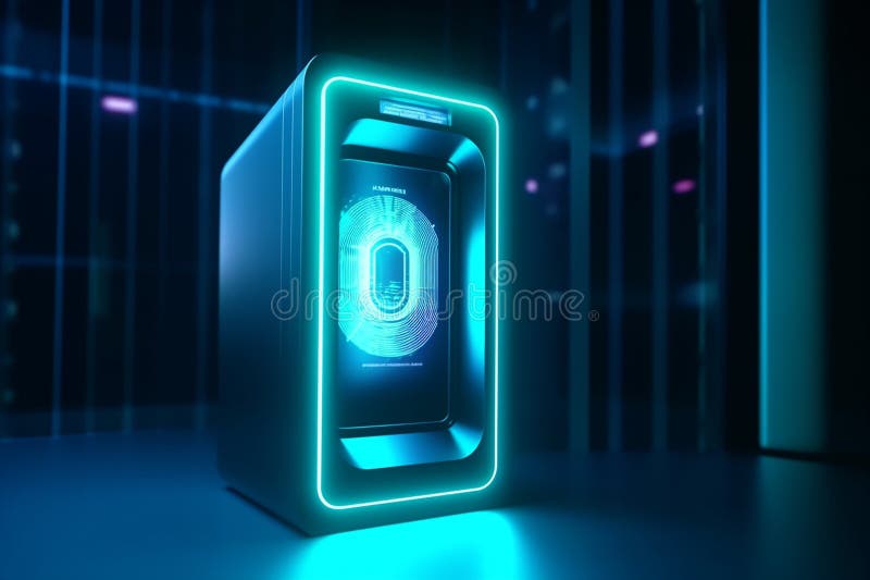 Futuristic Fingerprint Icon on the Computer Display. 3d Illustration ...