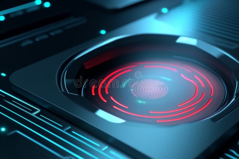 Futuristic Fingerprint Icon on the Computer Display. 3d Illustration ...
