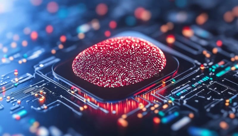 Futuristic Fingerprint Scan on Circuit Board for Identity and Access ...