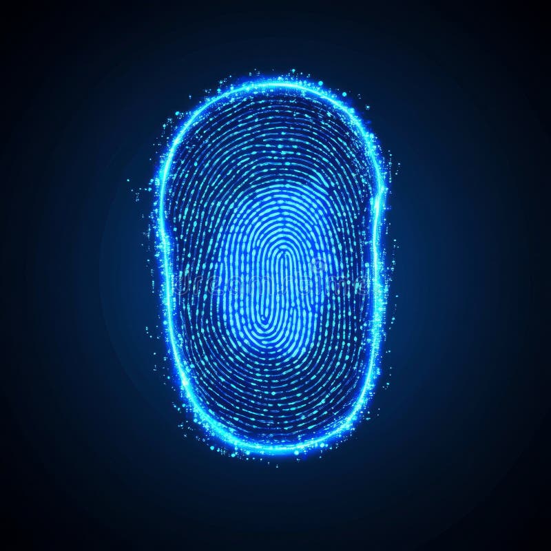 Futuristic Fingerprint Scan Glowing Blue Digital Identity Security ...