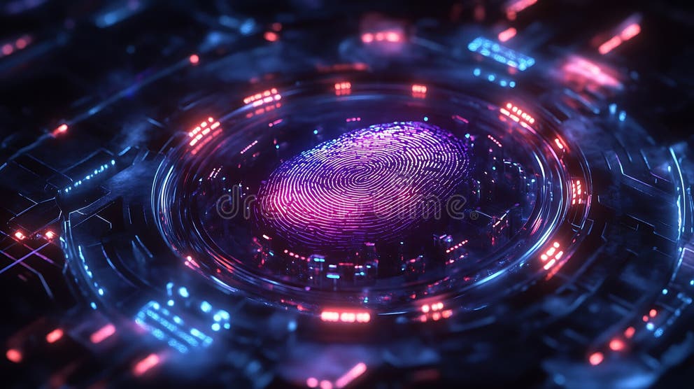 Futuristic Fingerprint Scan Technology Security System Cyber Authentication Identification ...