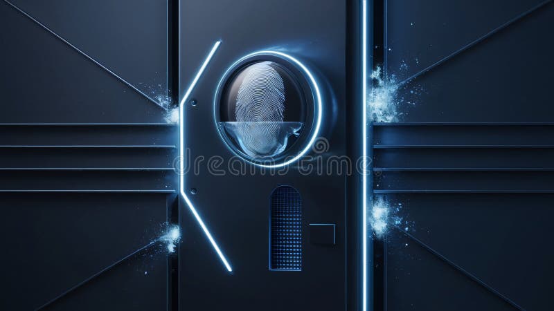 Futuristic Fingerprint Scanner Door, Sci-Fi High Quality Image Stock ...