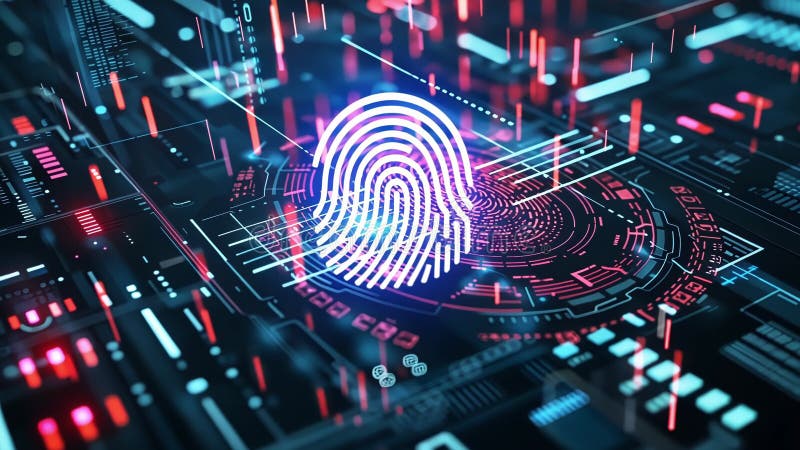 Futuristic Fingerprint Scanner Identifying User in High Tech ...