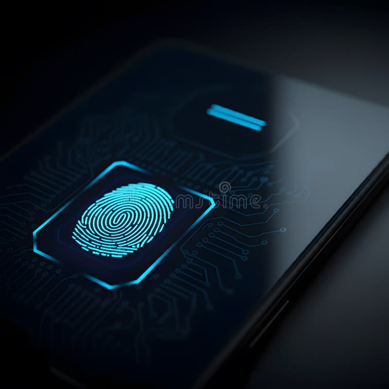 Futuristic Fingerprint Scanner on Smartphone Biometric Security Authentication Technology Cyber ...