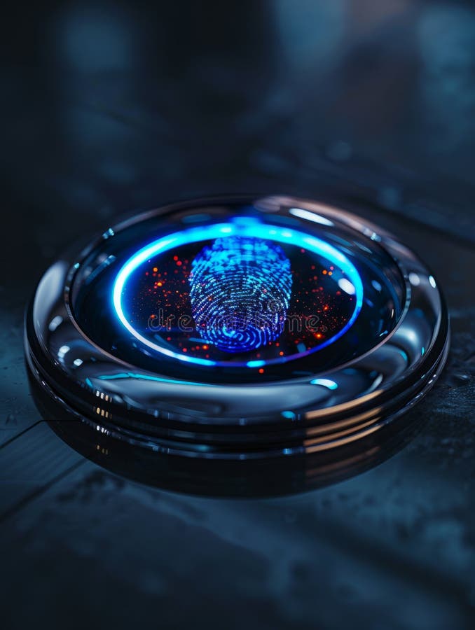 Futuristic Fingerprint Sensor on a Sleek Metallic Surface. Stock Photo ...