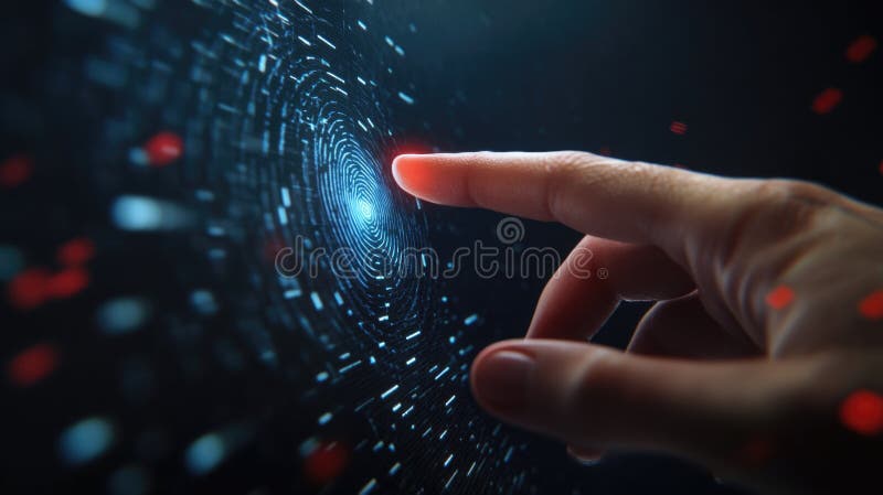 Futuristic Fingerprint Touch Interface with Digital Elements and ...