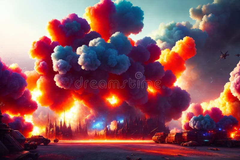 Futuristic fire disaster stock illustration. Illustration of flame ...