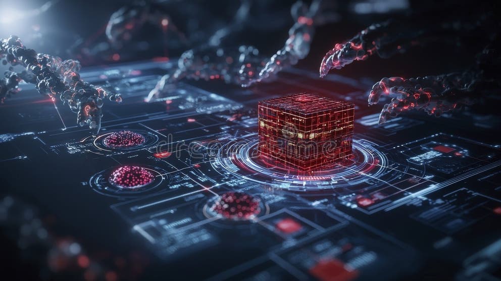 Futuristic Firewall Interface Protects Data Hub Cybersecurity Lab ...